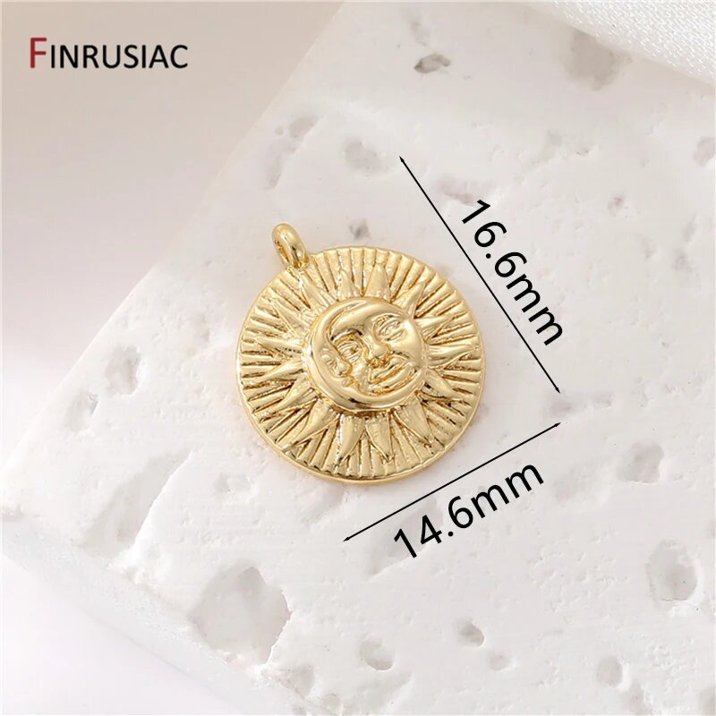 Подвеска Солнце и Луна, 14K Gold Plated, 2 шт.