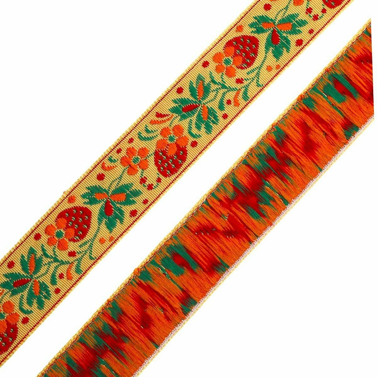 С1852Г17 Лента жаккардовая рис. 9437 'Клубничка' 24мм*25м (2 желтый)