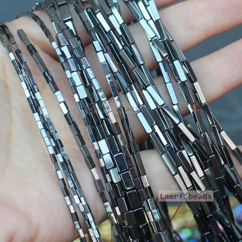 Гематитовые бусины лаerf beads прямоугольные 3x5 мм/4x8 мм 15 дюймов 2x8mm 48pcs, Original color