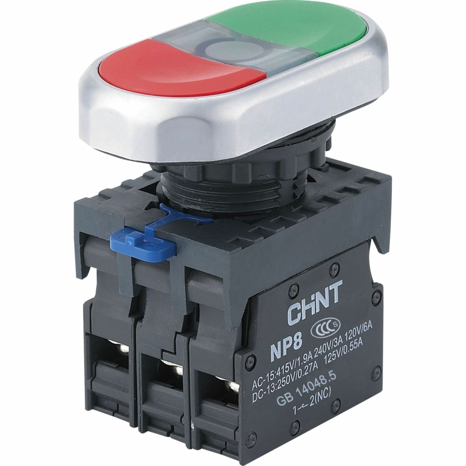 Двойная, кнопка NP8-11SD/5 желт, AC110-230В(LED), 1НО+1НЗ, IP65 (R) Chint - CH-667565