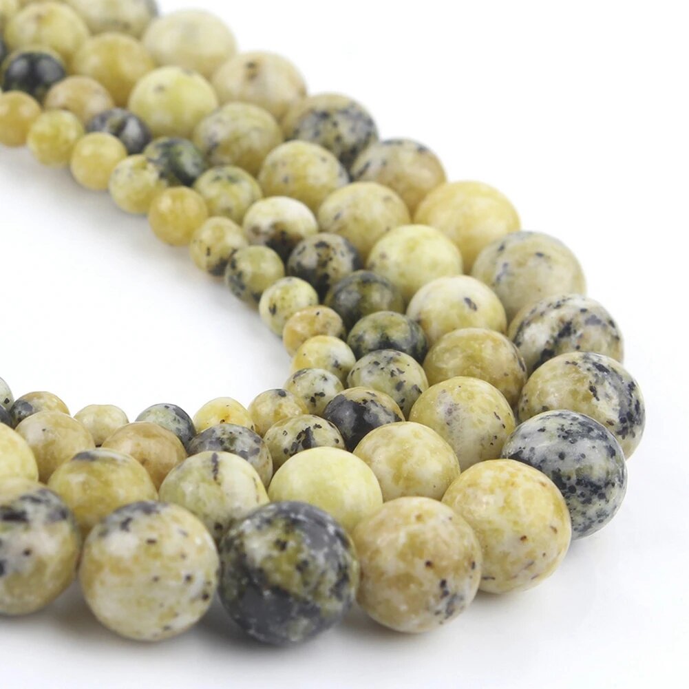 Натуральные камни бирюза, жаспер, агат, малахит бусины 4-12 мм для 8mm 46pcs, Yellow Turquoise