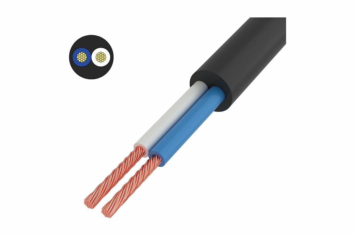 Провод ПВС REXANT 2x0,75 кв. мм черный 10 м ГОСТ 01-8031-10