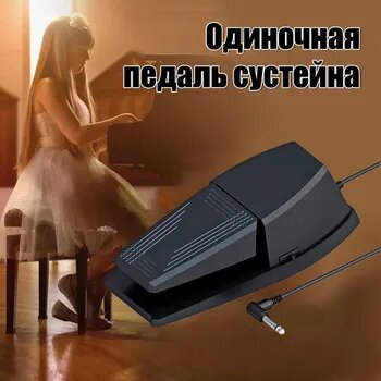 Одиночная педаль сустейна, электронное пианино, электрическое пианино, midi-клавиатура, длина кабеля 1,6 метра, с интерфейсом 6.5, черный