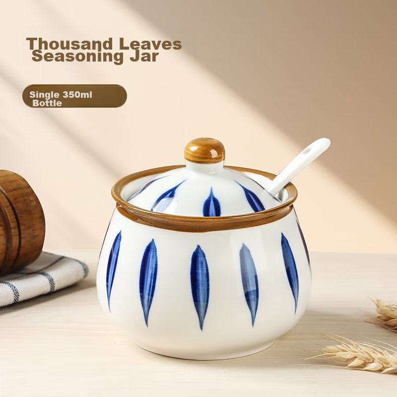 Baijie Ceramic Lard Jar, High-Temperature Resistant Seasoning Container, Large Capacity Oil Storage Tank for Chili Oil