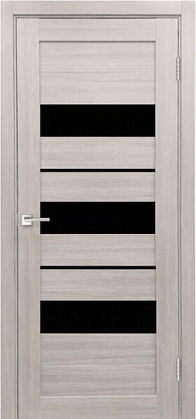 Межкомнатная Дверь Verda Х-7 Лиственница Белая со Стеклом Лакобель Чёрный 2000х800мм (Полотно 1шт) / Верда.