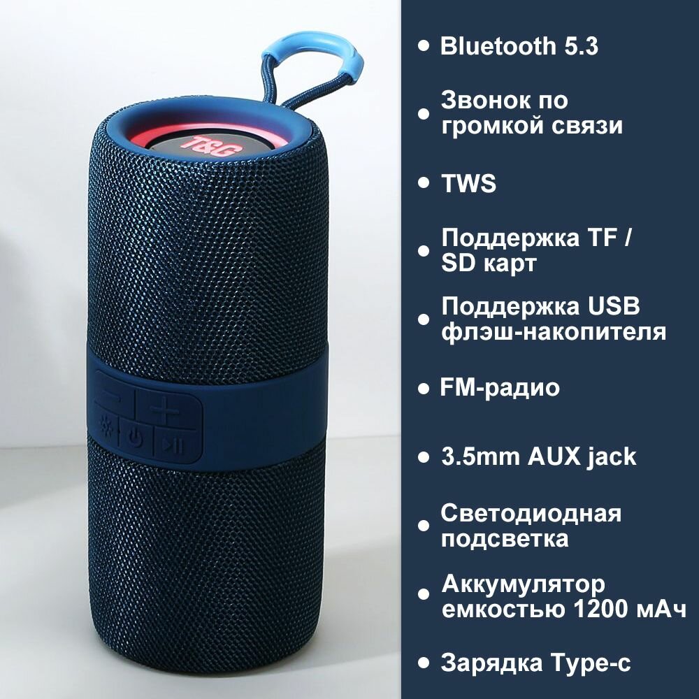 Портативная Bluetooth-колонка наружные мини-колонки TWS сабвуфер с поддержкой Bluetooth -вызова FM-радио, AUX, USB и SD-карт подключи и играй