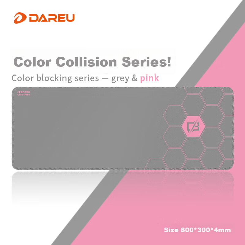 Dareu Color Block Series CB-L803 Gaming Waterproof Mouse Pad, Large Size, Thickened with Locked Edges, Office Keyboard Computer Desk Pad, Gray And Pink, 800*300*4mm