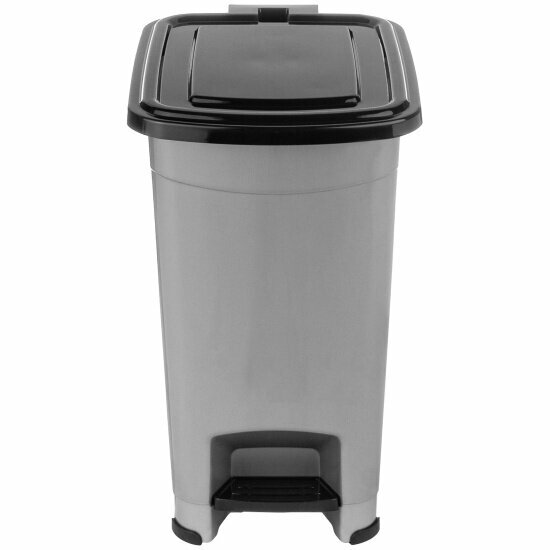 Контейнер для мусора EL Casa 10 л 28*20,5*35,5см "Слим" с педалью, серый-черный (640474)