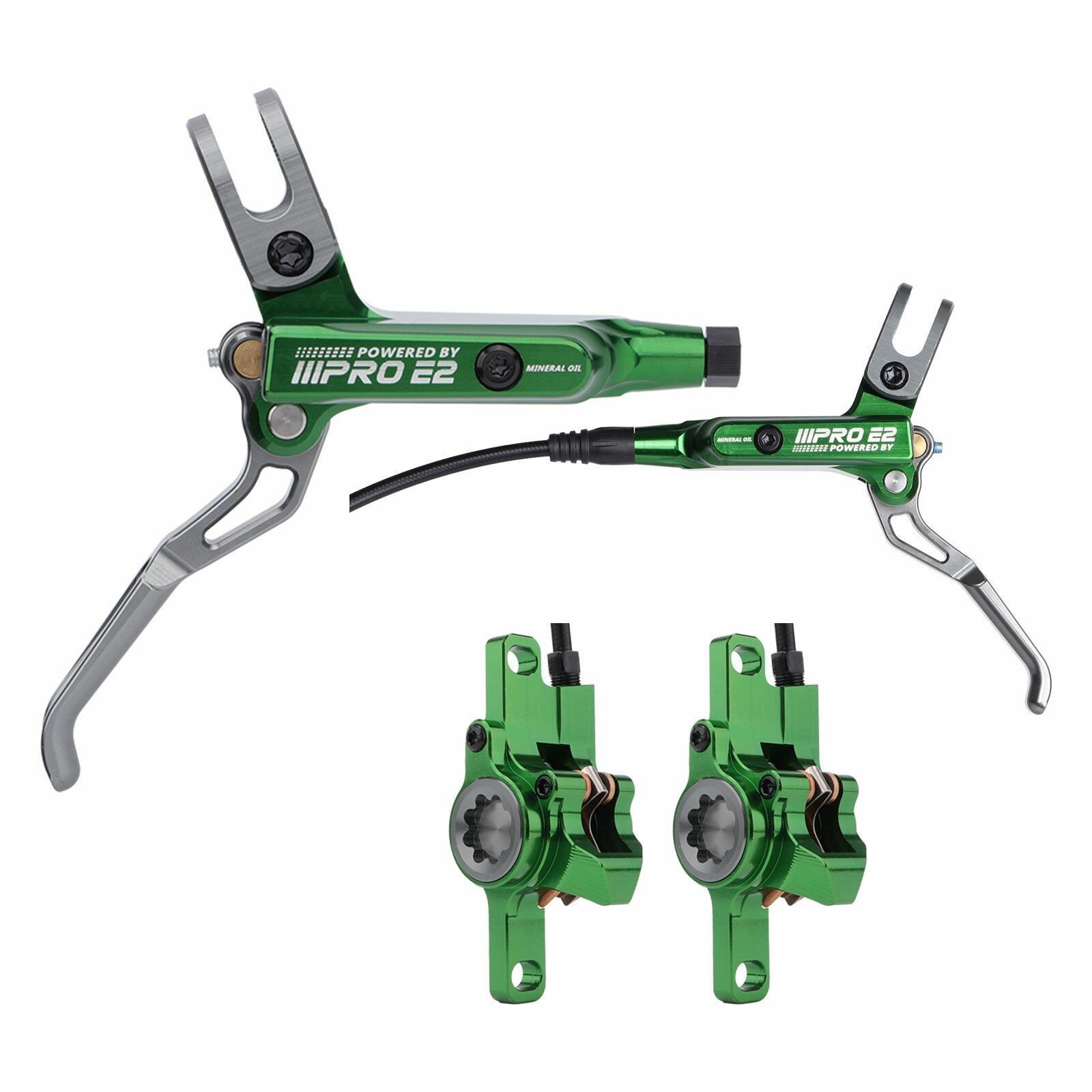 IIIPRO E2, дисковый тормоз для горного велосипеда, гидравлический двухпоршневой, интегрированный передний тормоз с ЧПУ и задний раздельный, зеленый