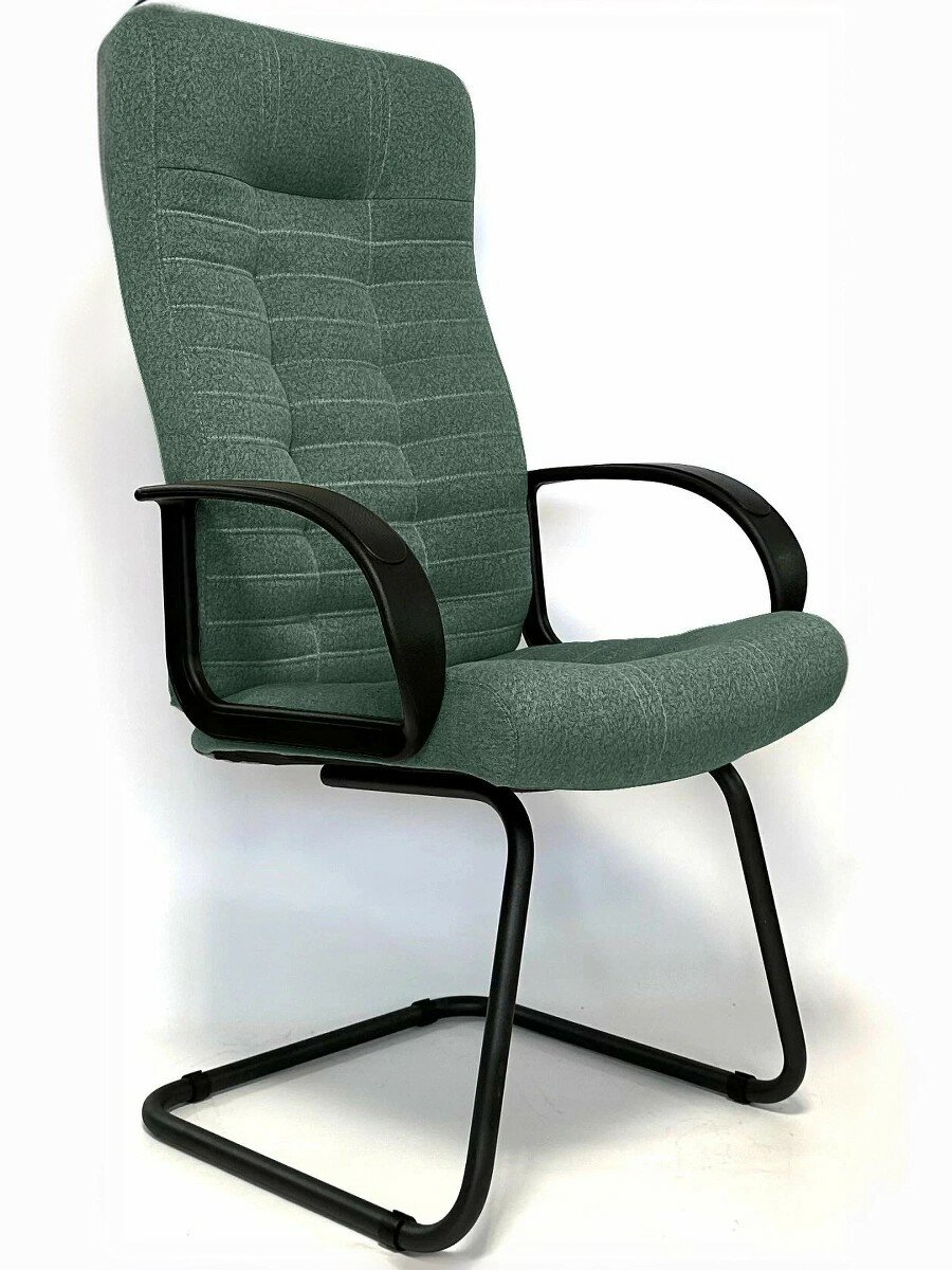 Стул компьютерный без колес Атлант, ткань рогожка, цвет морской волны