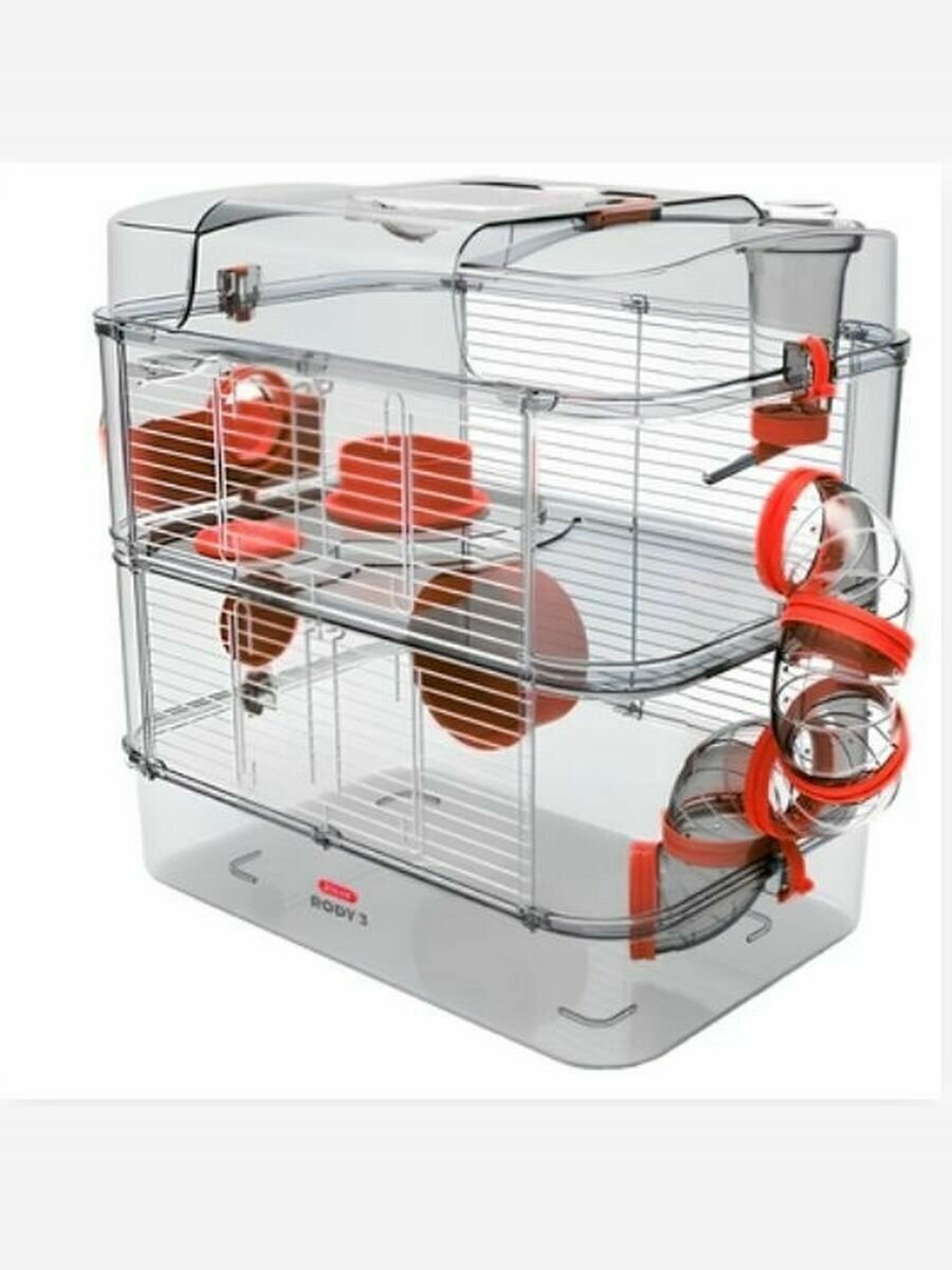 Zolux / Золюкс Клетка для грызунов RODY 3 DUO, 410*270*405 мм, цвет рубиново-красный