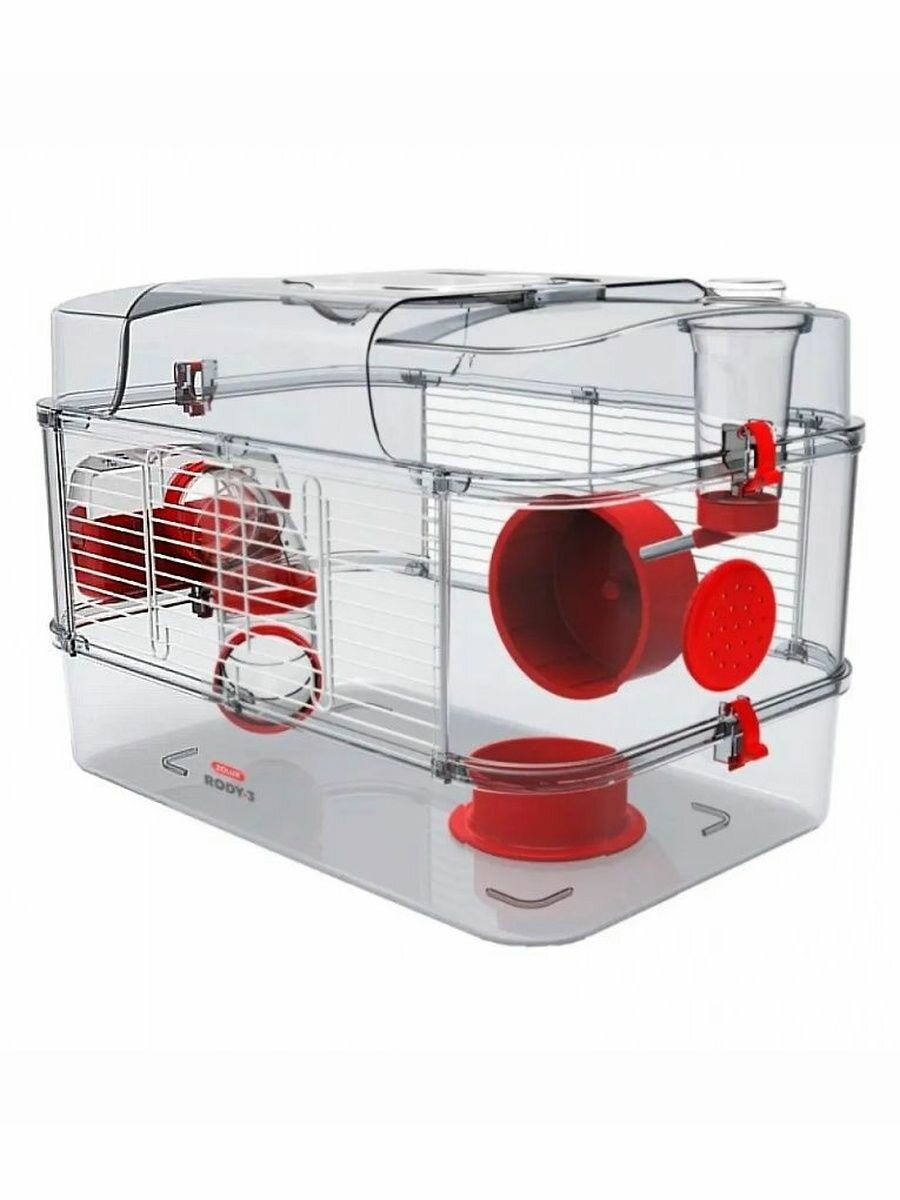 Zolux / Золюкс Клетка для грызунов RODY 3 SOLO, 410*270*280 мм, цвет рубиново-красный