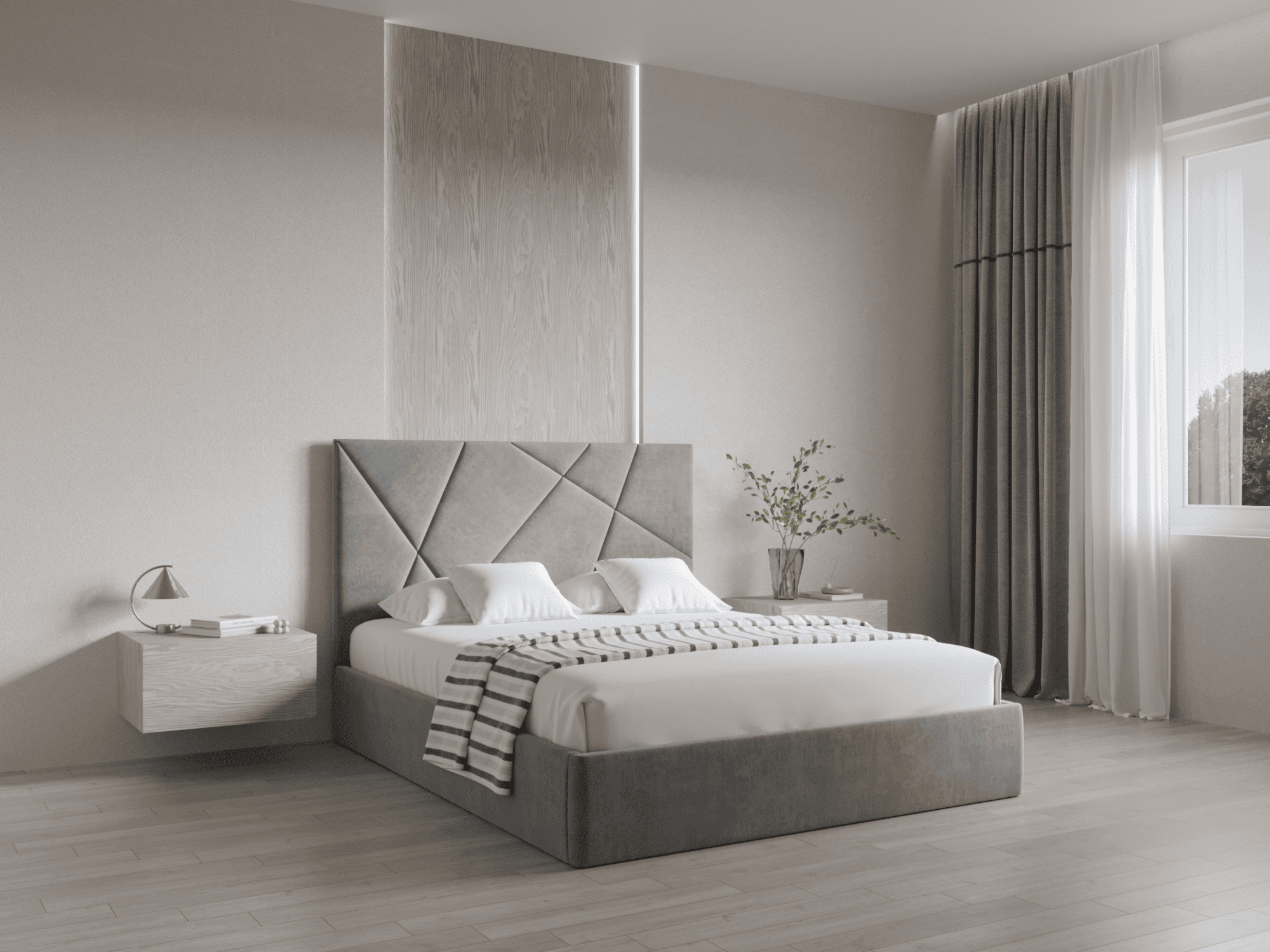 Кровать Гамма, мягкое изголовье, дизайн-решение, 120 см x 200 см