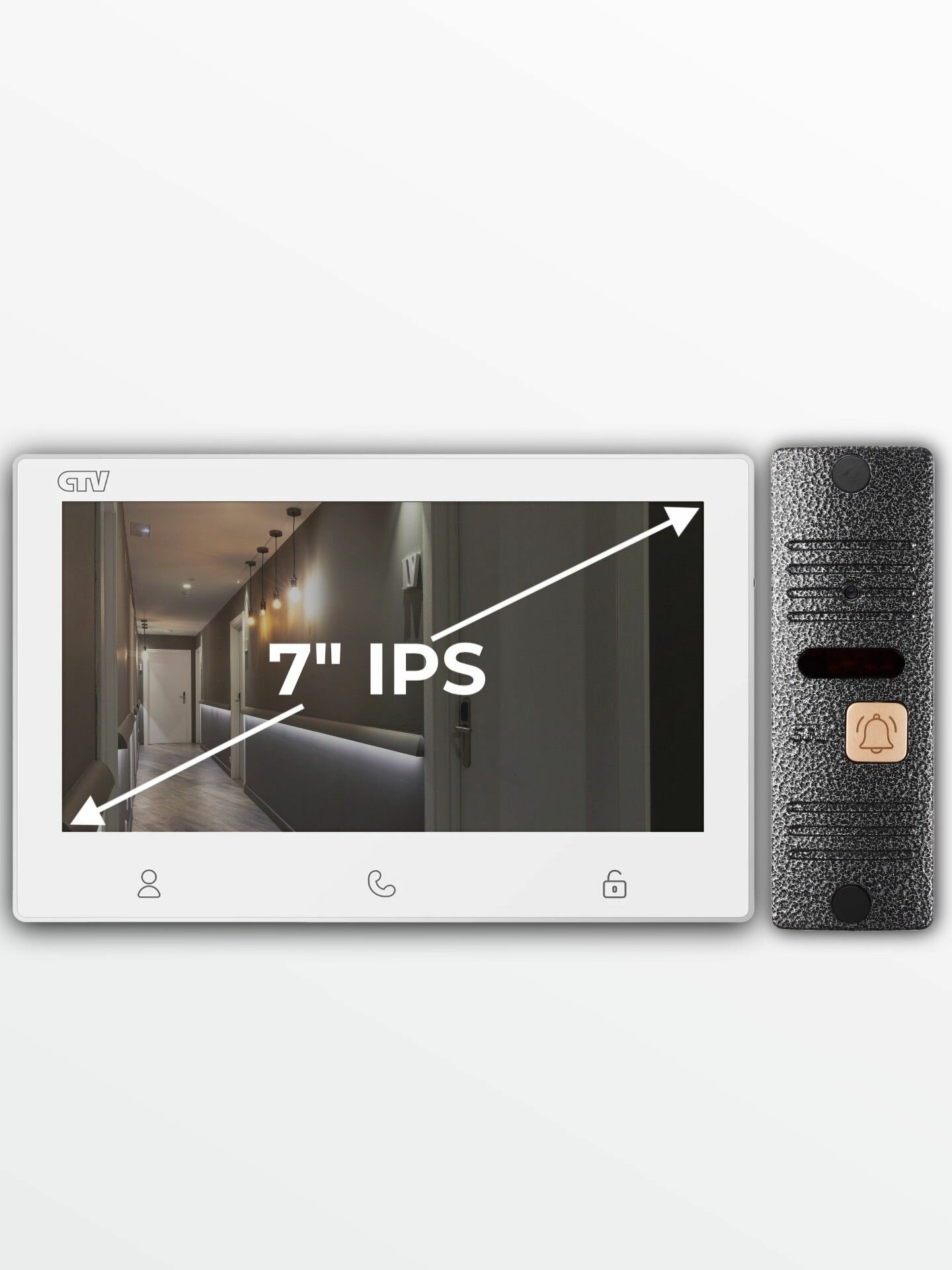 Комплект видеодомофон для квартиры: аналоговый монитор 7" CTV-M3712 Astra + вызывная панель CTV-D10 Plus, для дома или офиса, удаленное открытие замка, подключение к подъездному домофону