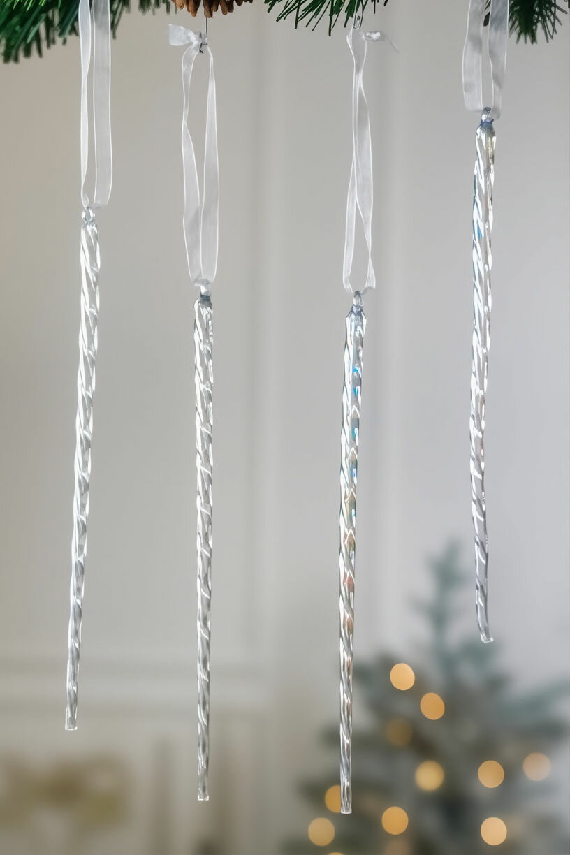 Набор ёлочных украшений сосульки 'делорус', акрил, 18 см, 4 шт, Winter Deco 1000323