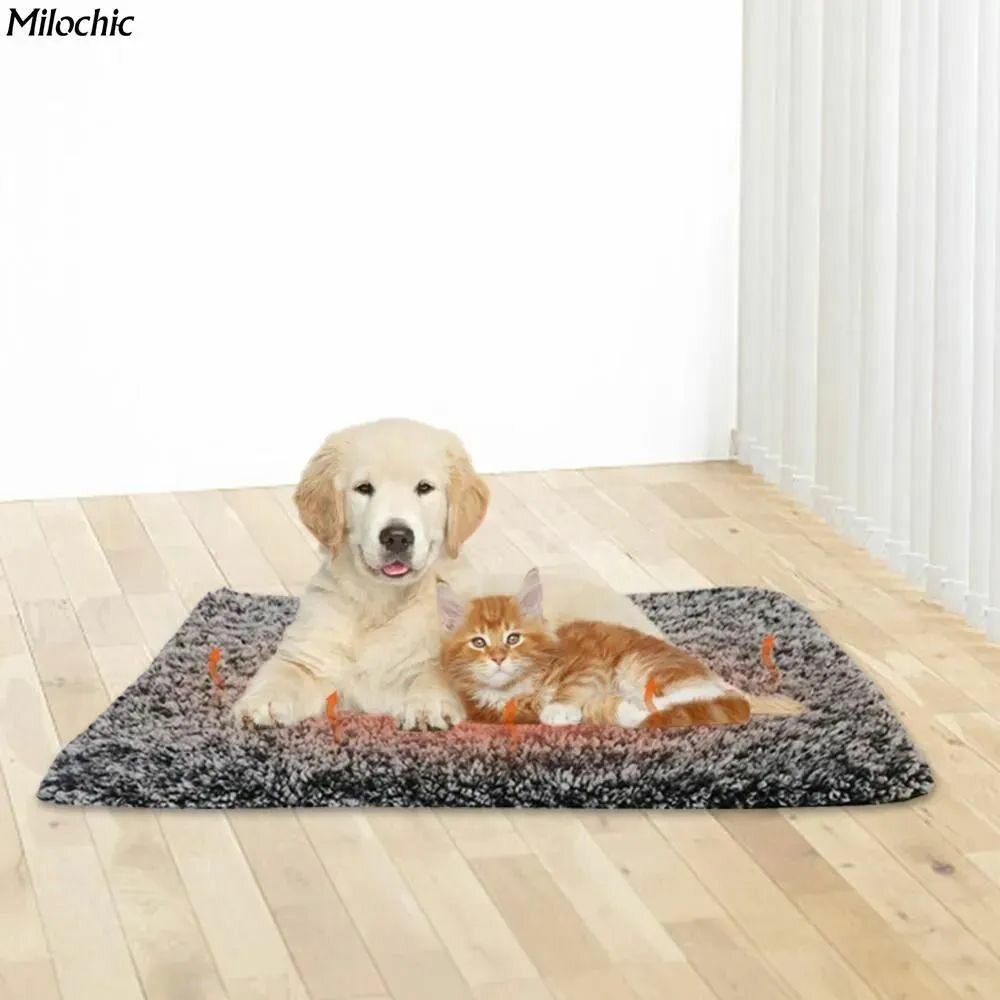 Саморазогревающийся лежак для кошек и собак 60x48 см, утепленный мягкий коврик с подогревом без электричества, моющийся, для дома и зимнего сна
