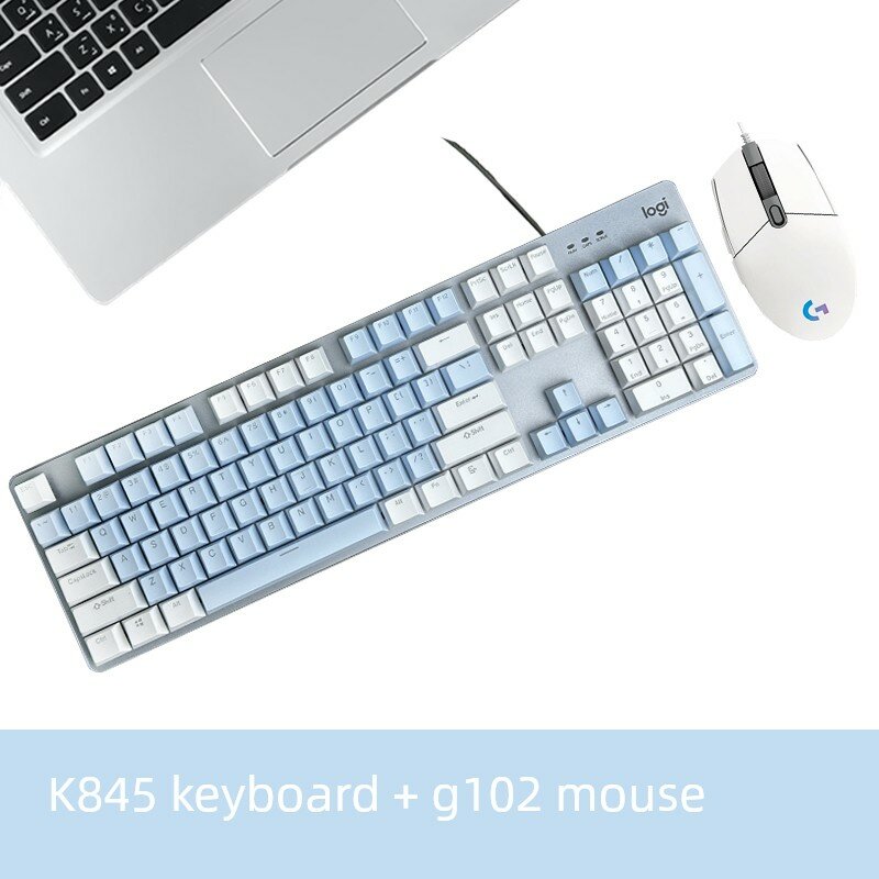 Механическая клавиатура Logitech K845, проводная, сине-белая, двухцветная, розовая, стильная и простая, для девочек, с