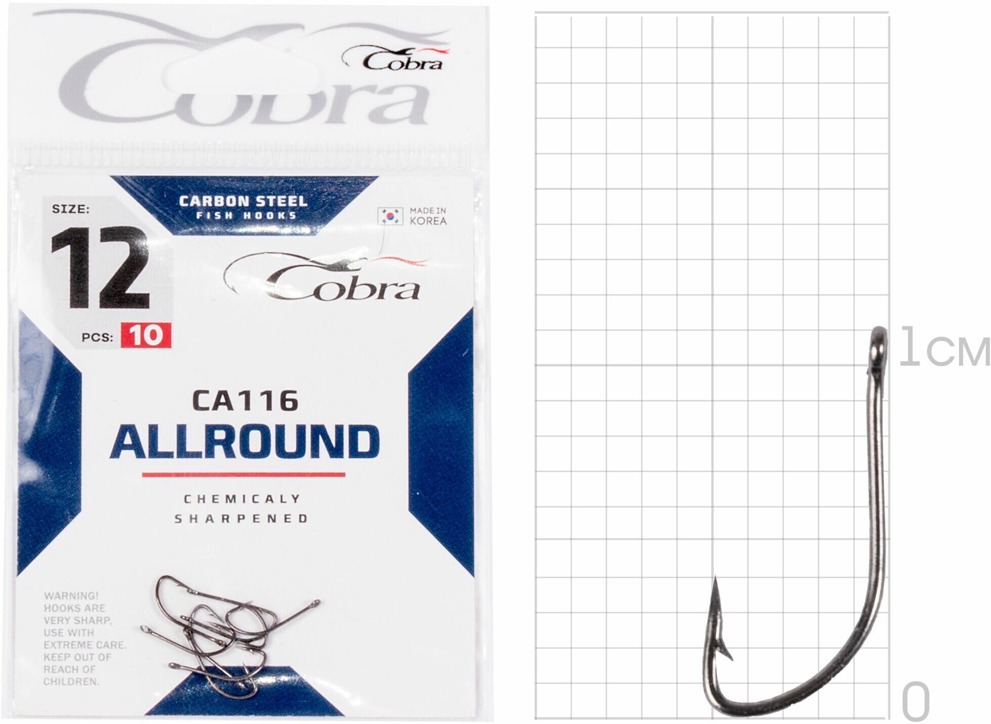 Крючки Cobra ALLROUND серия CA116 размер №12 длина 11 мм 10 шт.