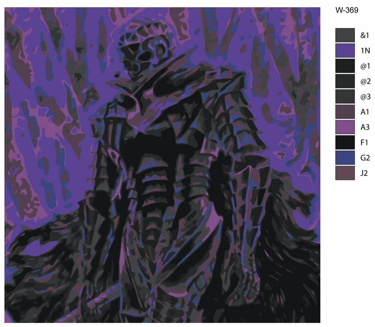 Картина по номерам W-369 "Аниме - берсерк. Броня Гатса" 40х40