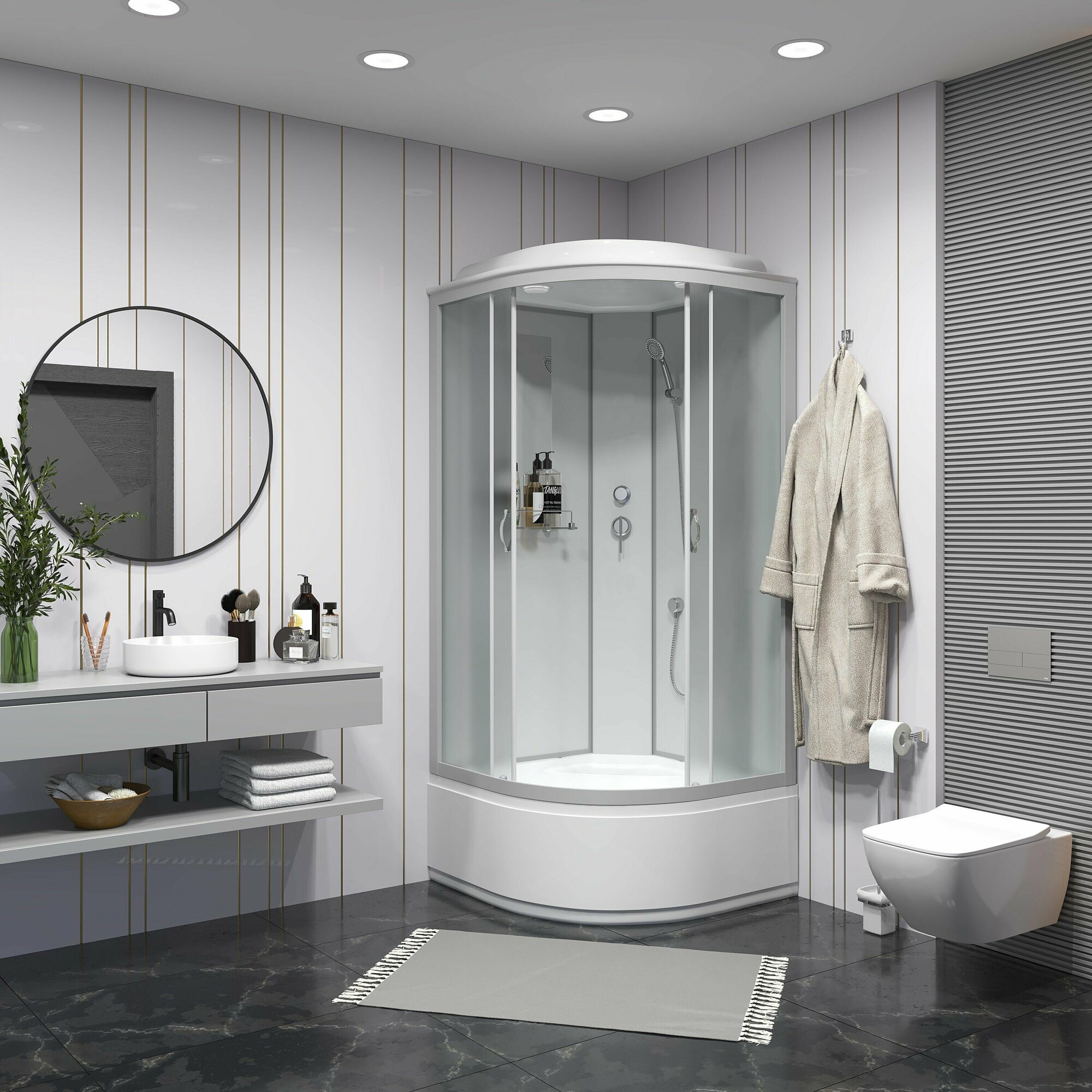 Душевая кабина Niagara NG-2308-14 (900х900х2150) высокий поддон (45см) стекло матовое