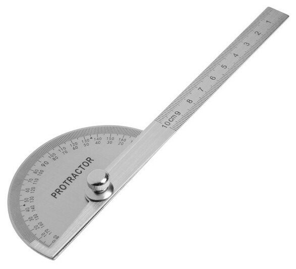 Угломер с линейкой TUNDRA, нержавеющая сталь, гравировка, 100 мм