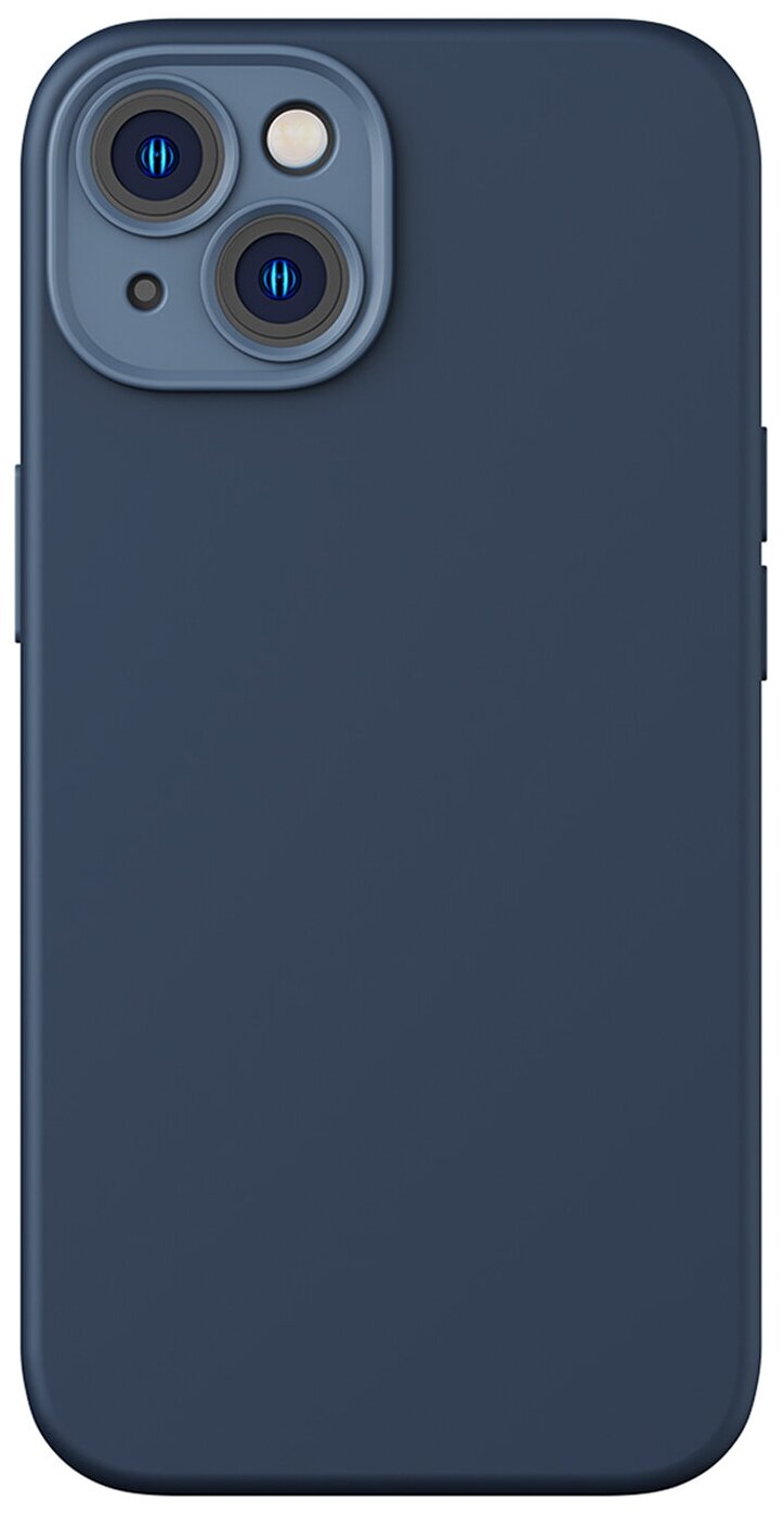Baseus для iPhone 14 Plus чехол Liquid Silica Gel case +Tempered glass Blue