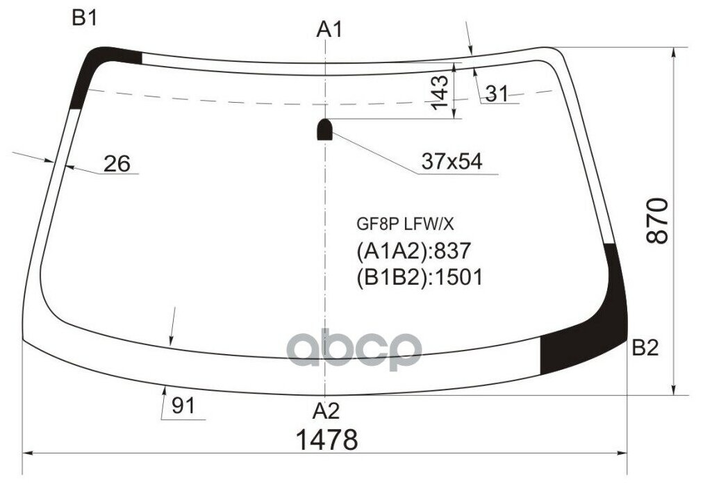 Стекло лобовое Mazda 626 97-02 / Capella 97-02 XYG арт. GF8P LFW/X