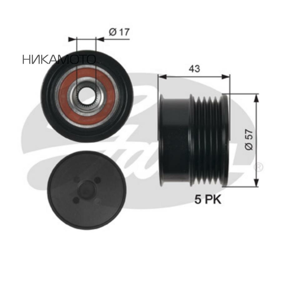 GATES OAP7088 Шкив генератора OPEL ASTRA H 2 0T 02