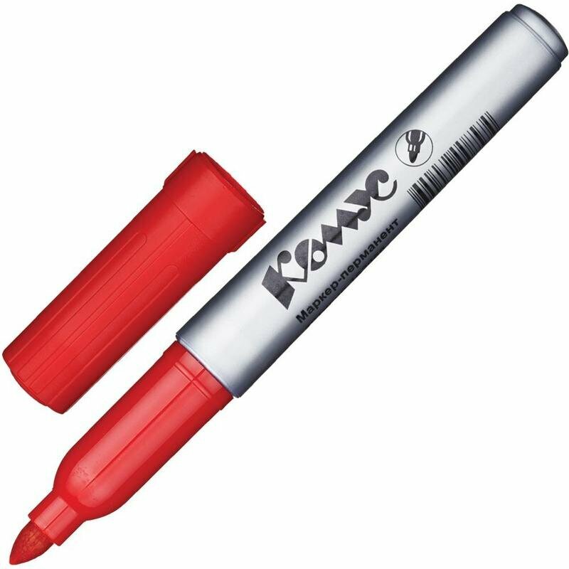 Маркер перманентный комус PY2304 красный 1-4мм круглый наконечник, 162960