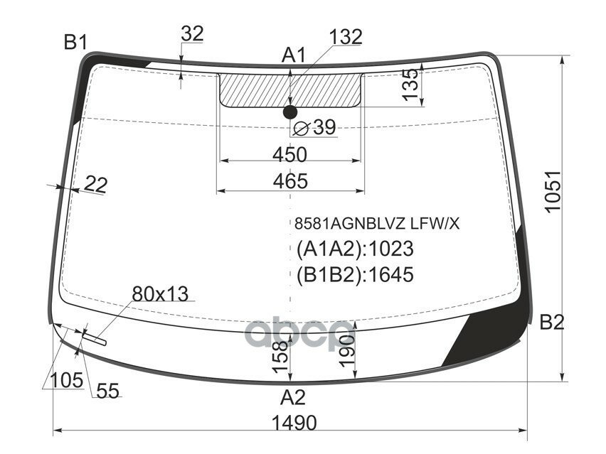 Стекло лобовое (Молдинг) Volkswagen Caddy 03-20 XYG арт. 8581AGNBLVZ LFW/X