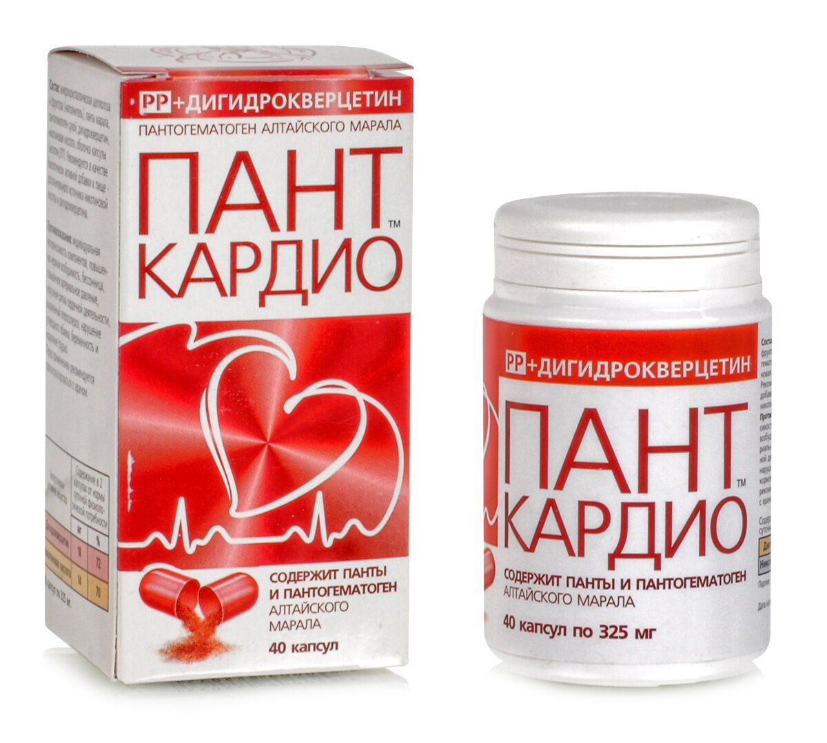 Пант Кардио для сердца сосудов: никотиновая кислота и дигидрокверцетин в капсулах