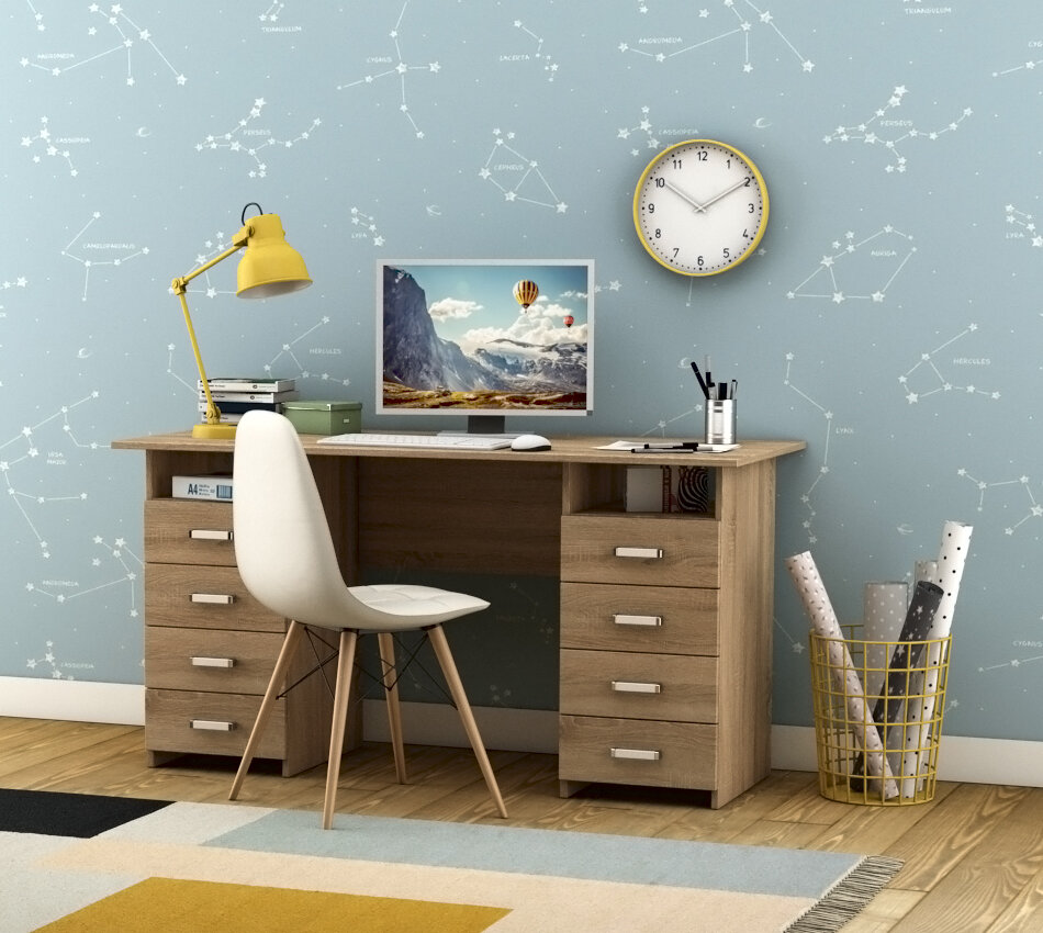 Стол письменный, стол компьютерный Лайт (Ньюкасл) 9 дуб сонома