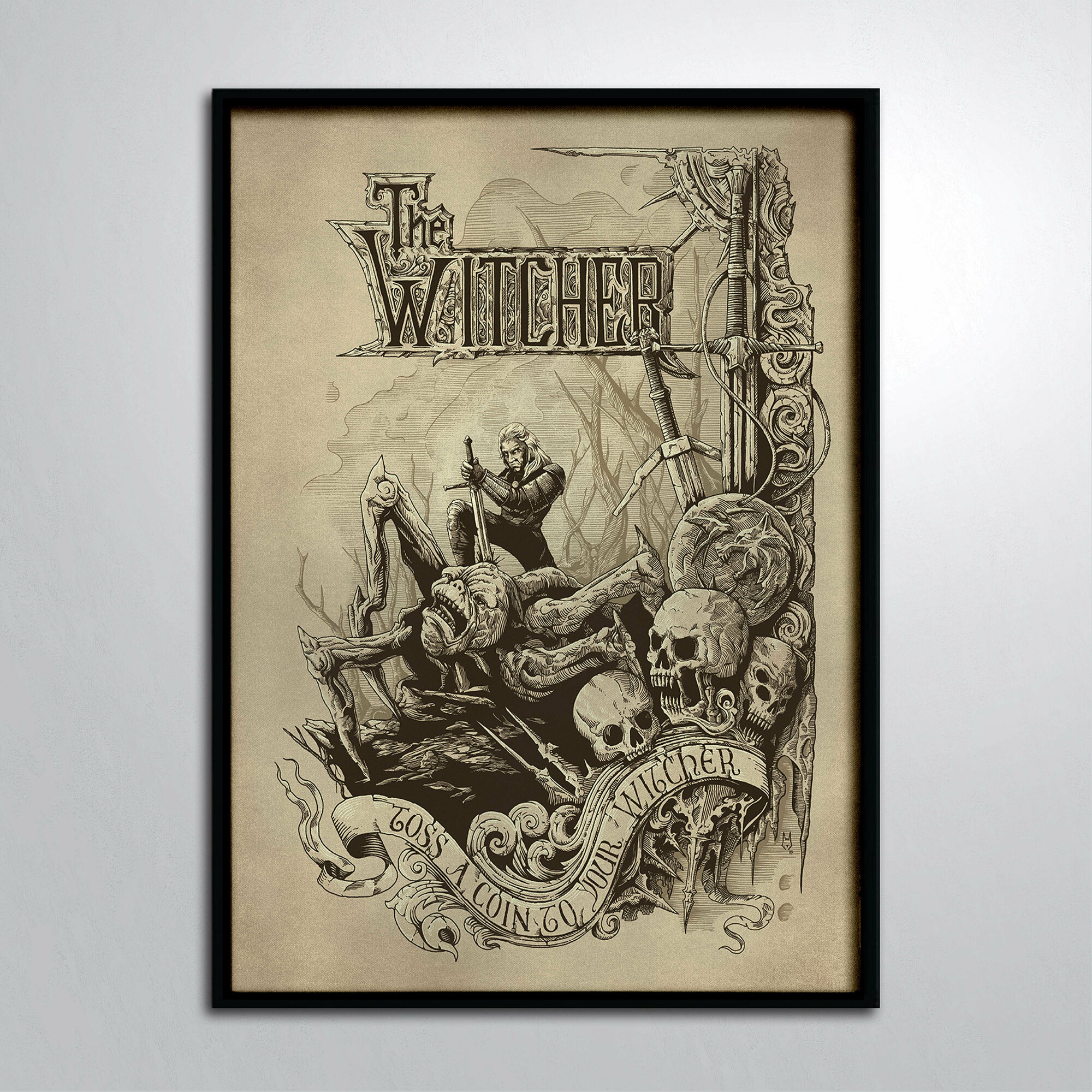 Постер без рамы/Ведьмак Геральт Рисунок The Witcher