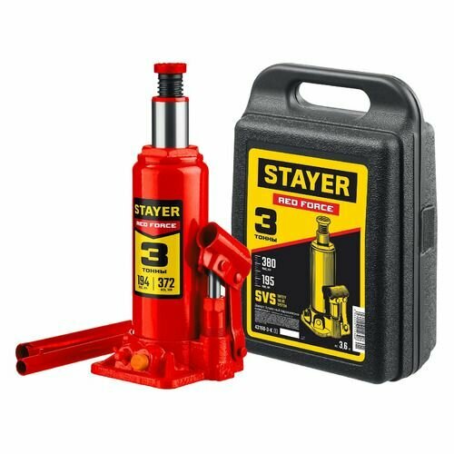 Домкрат гидравлический Stayer 43160-3-K_z01 бутылочный, 3т