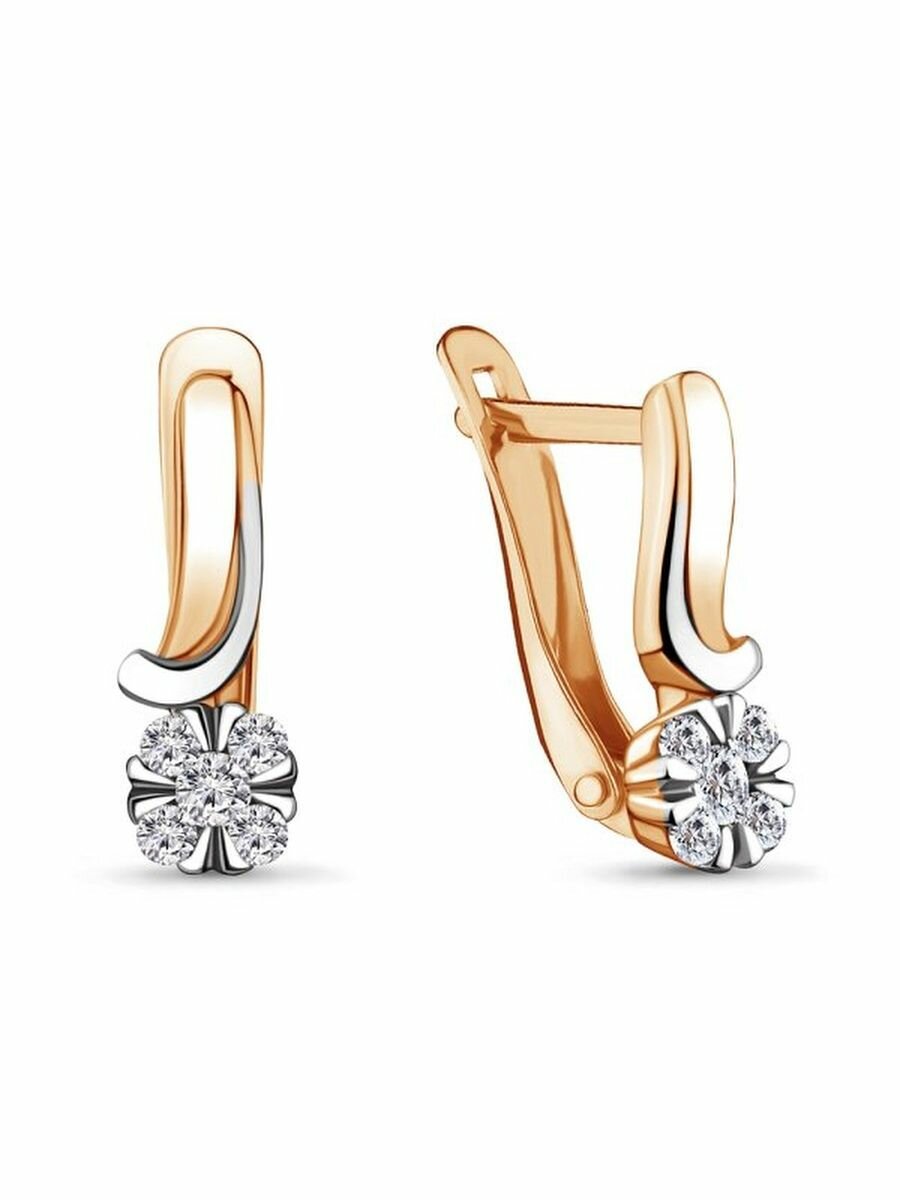 Серьги, красное золото, 375 проба, фианит