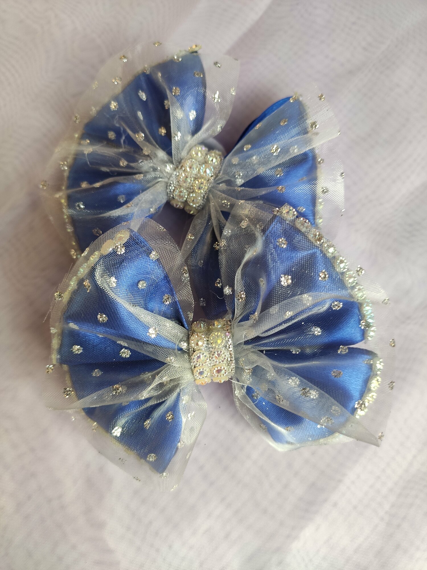 Бантики "Безделушки с любовью", ручной работы, для девочки, синие, 2 шт