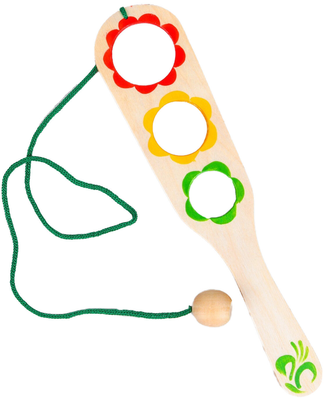 Деревянная игрушка бильбоке "Поймай мяч", подвижная детская игра на развитие ловкости и координации движений, тройная