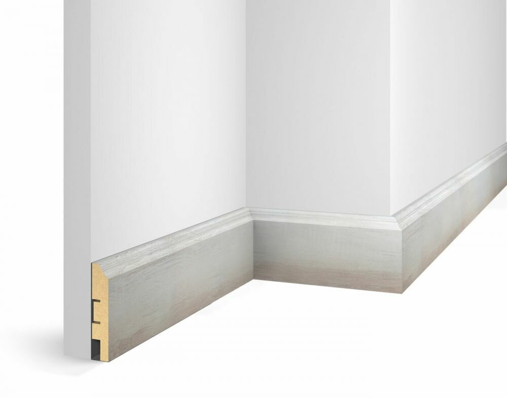 Плинтус Cosca WP07 Экошпон, Дуб Кремовый В80хШ16хД2400 мм / Коска.