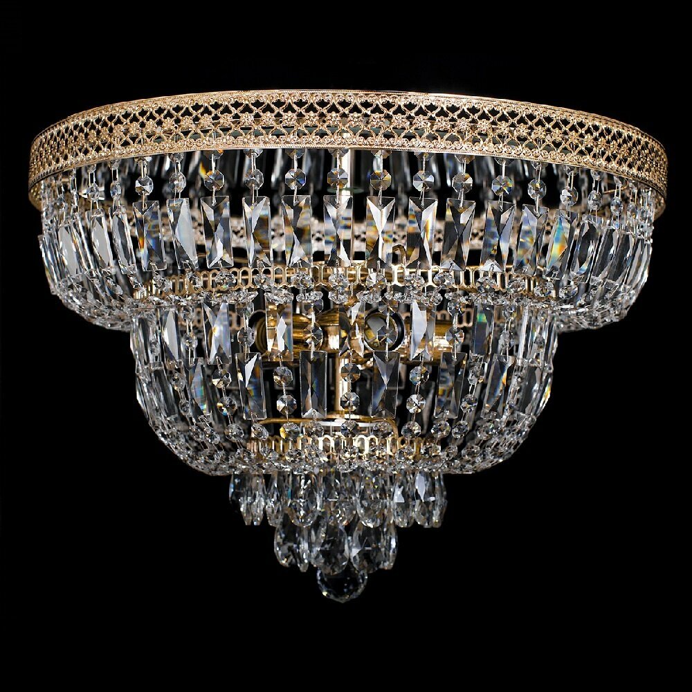 Люстра Гусь-Хрустальный Грета №4, хрусталь, Е27, 300 Вт, кол-во ламп: 5шт, цвет арматуры: золотой