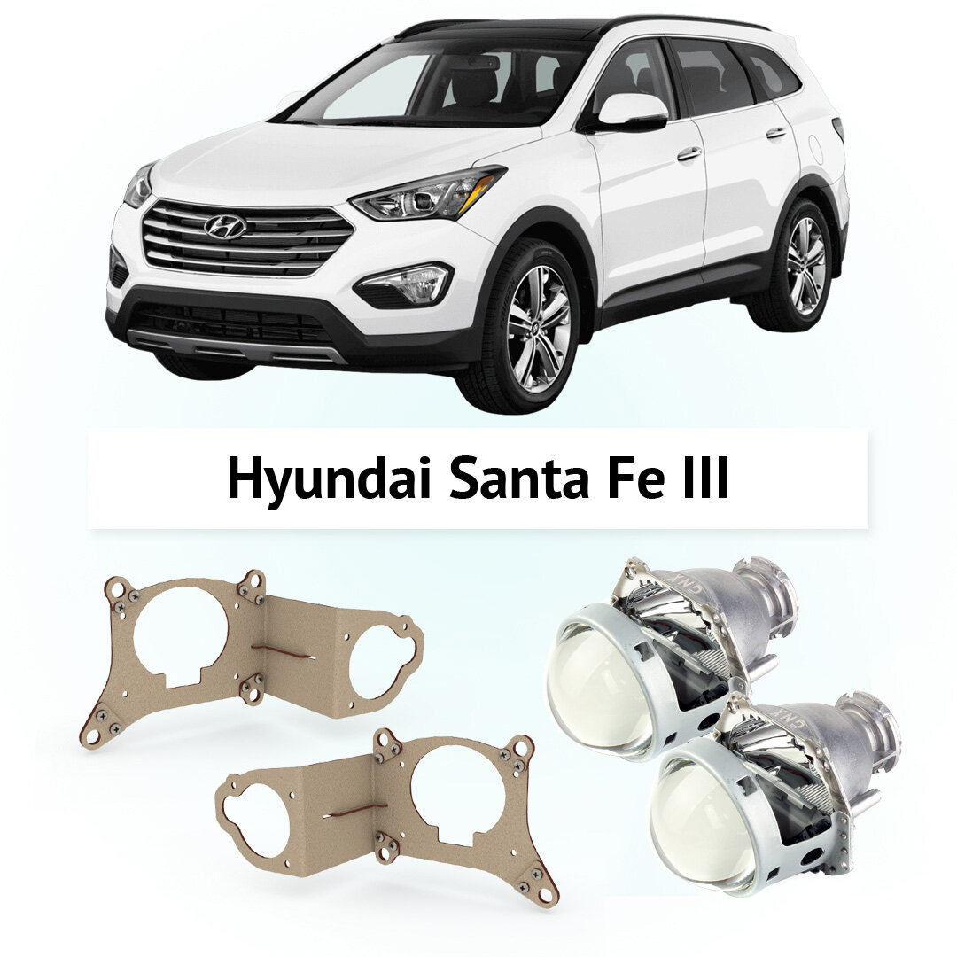 Линзы GNX Hella 3R Clear для фар Hyundai Santa Fe 3 2012-2016 (неадаптив) комплект биксеноновых линз 2 шт для автомобилей Хендай Санта Фе