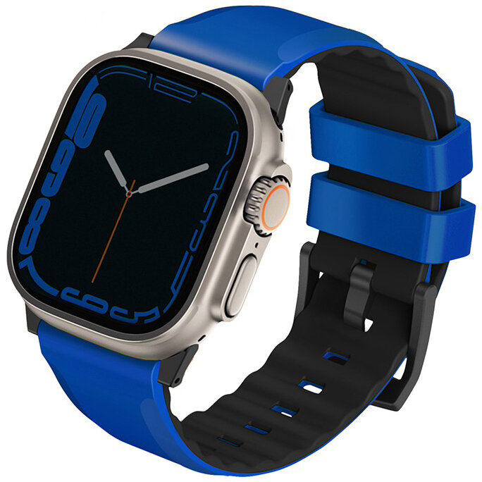 Ремешок Uniq Linus Airosoft Silicone для Apple Watch 42/44/45/49 мм неоново-синий (49MM-LINUSRBLU)