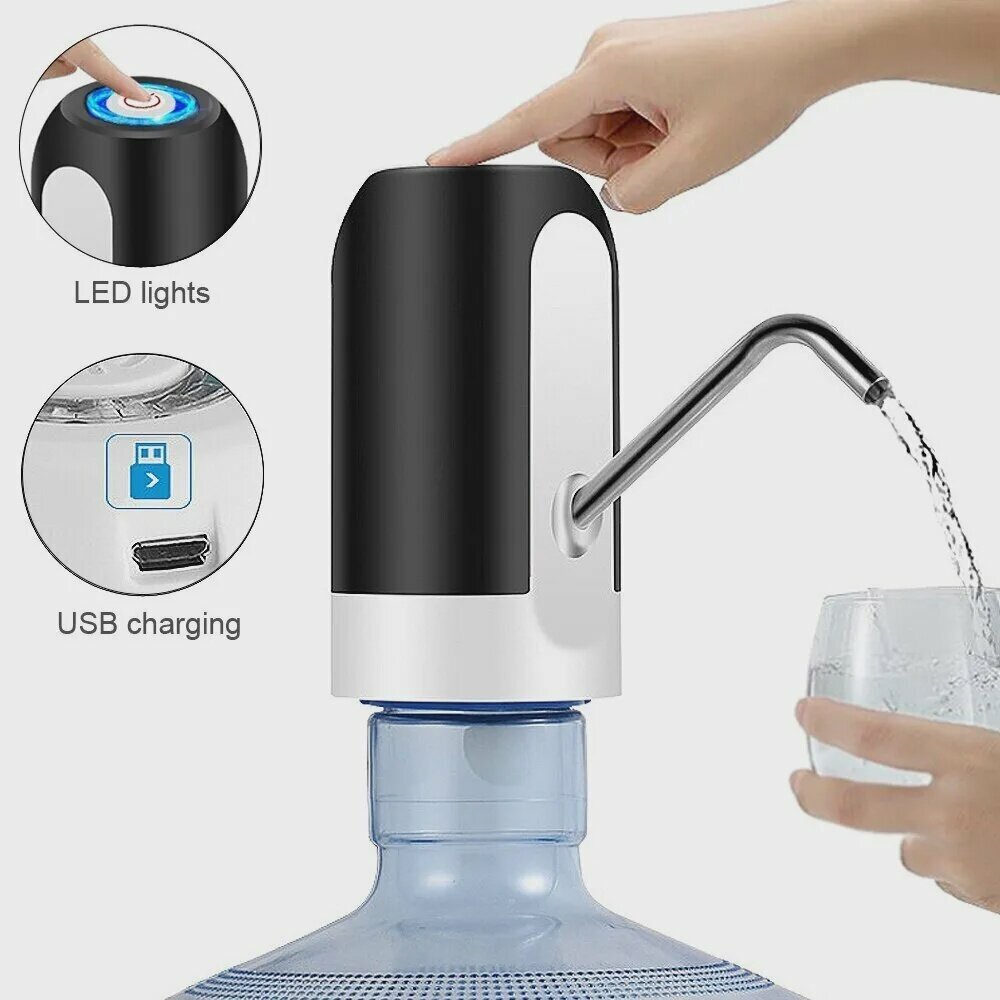 Помпа для воды "Water Dispenser", электрическая, пластик, белая, черная