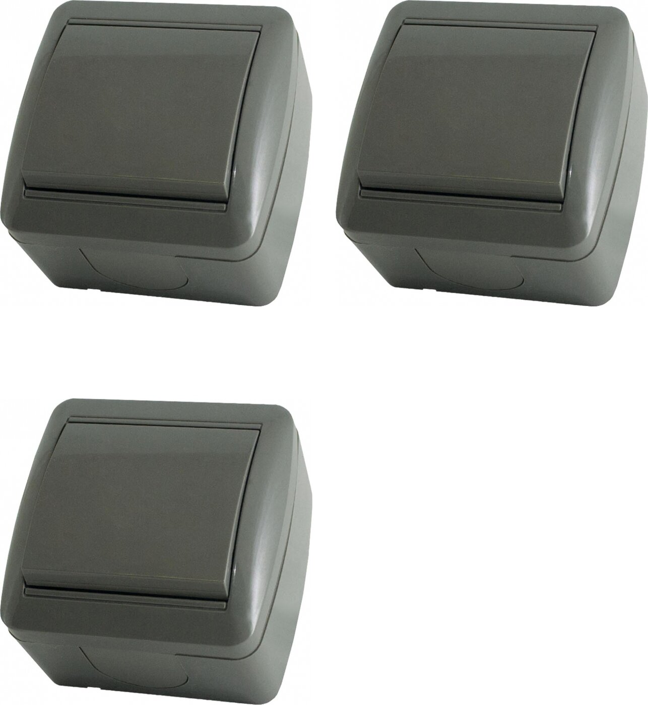 Выключатель TDM Селигер одноклавишный для открытой проводки IP44 серый (комплект из 3 шт.)