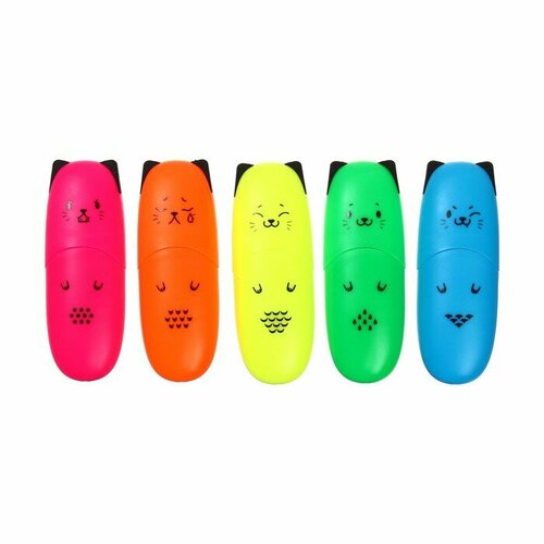 Маркер текстовыделитель мини 1-5мм BRAUBERG KIDS "CUTE CATS NEON", микс ...