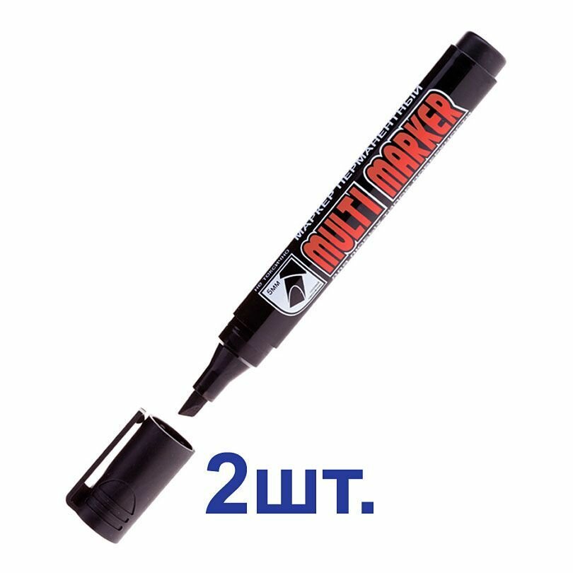 Маркер перманентный Crown Multi Marker Chisel черный грифель 1-5 мм (2шт.)