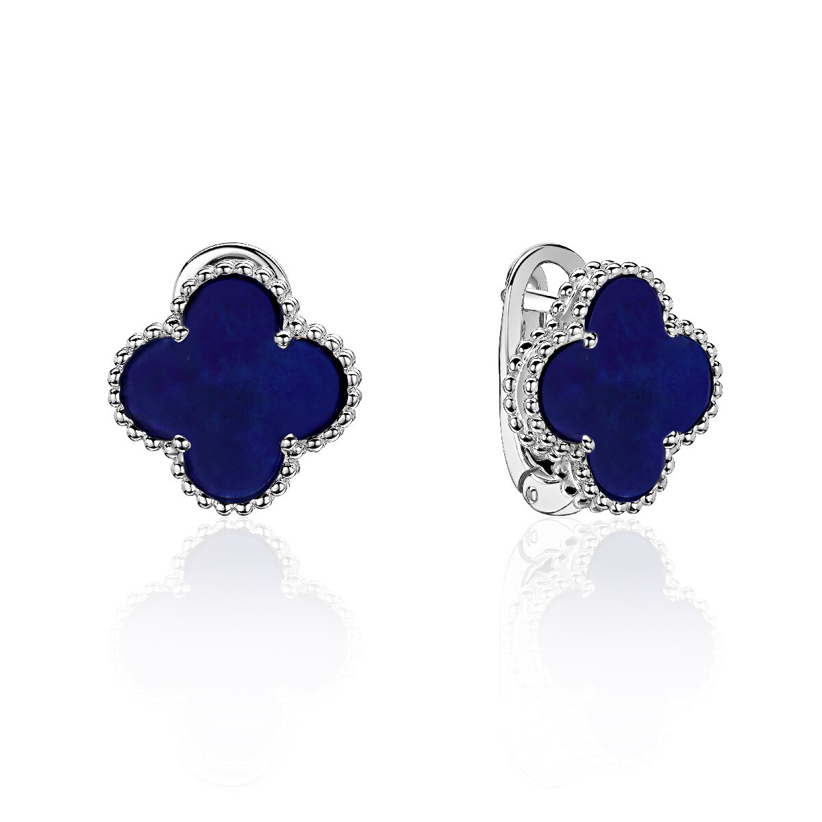 Серьги, белое золото, 585 проба, лазурит