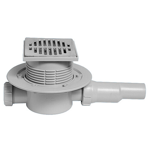 Трап McAlpine MRFG3, 115 x 115 мм, с сухим затвором, рамка пластик, с решеткой из нержавеющей стали