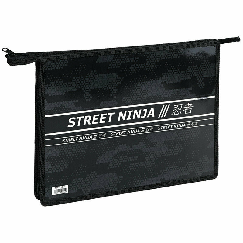 Папка для тетрадей 2 отделения А4 ArtSpace "Ninja", пластик, фольга, на молнии, 331422