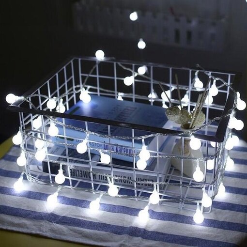 Гирлянда с матовыми шариками Гирляндика 3 метра белый свет от батареек