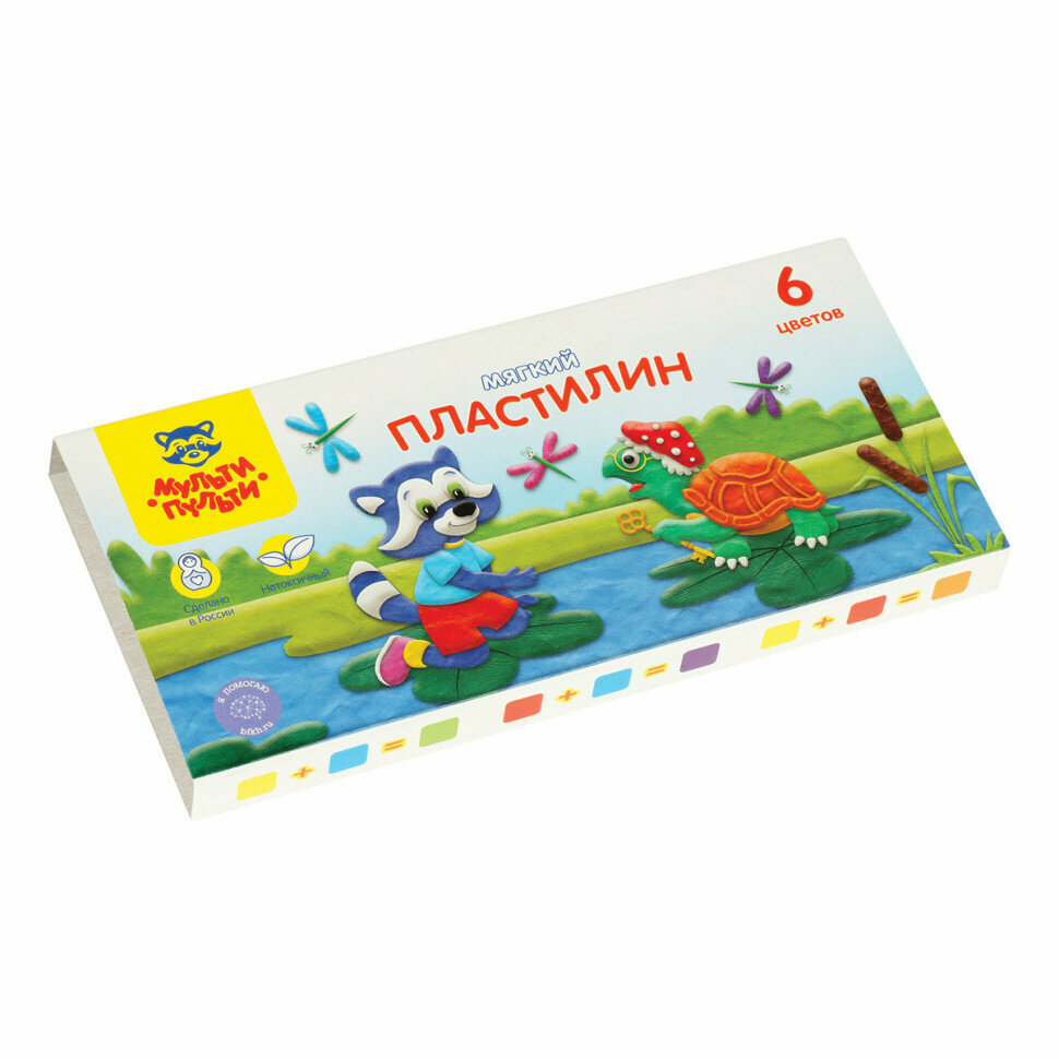Пластилин Мульти-Пульти "Енот в сказке", 06 цветов, 72г, со стеком, картон, 328892